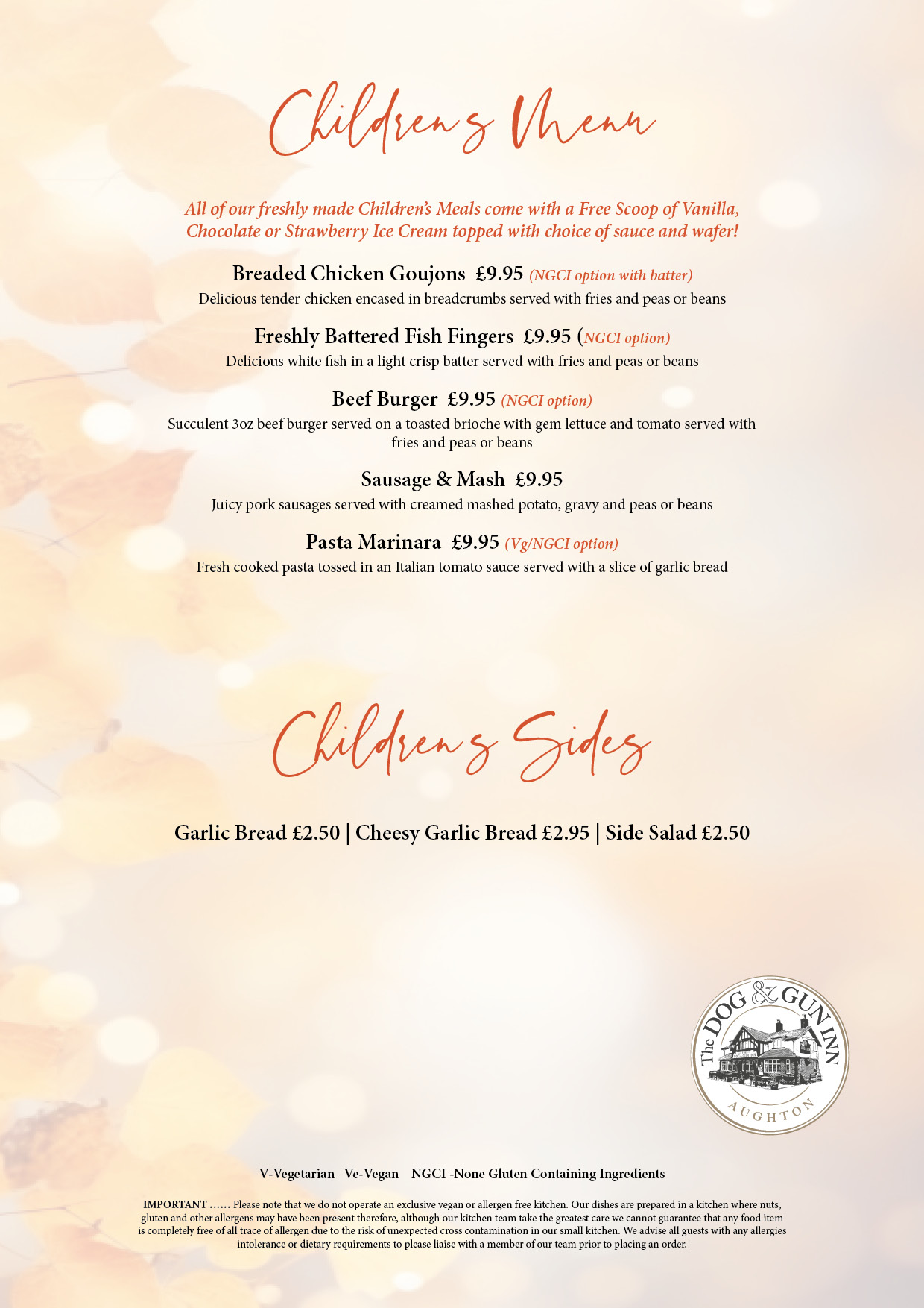 Browse our menus - The Dog & Gun Inn